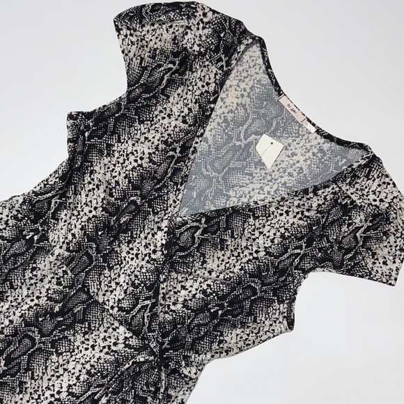 Dresses | Snake Print Faux Wrap Dress Cap Sleeves Animal Print Gray ...